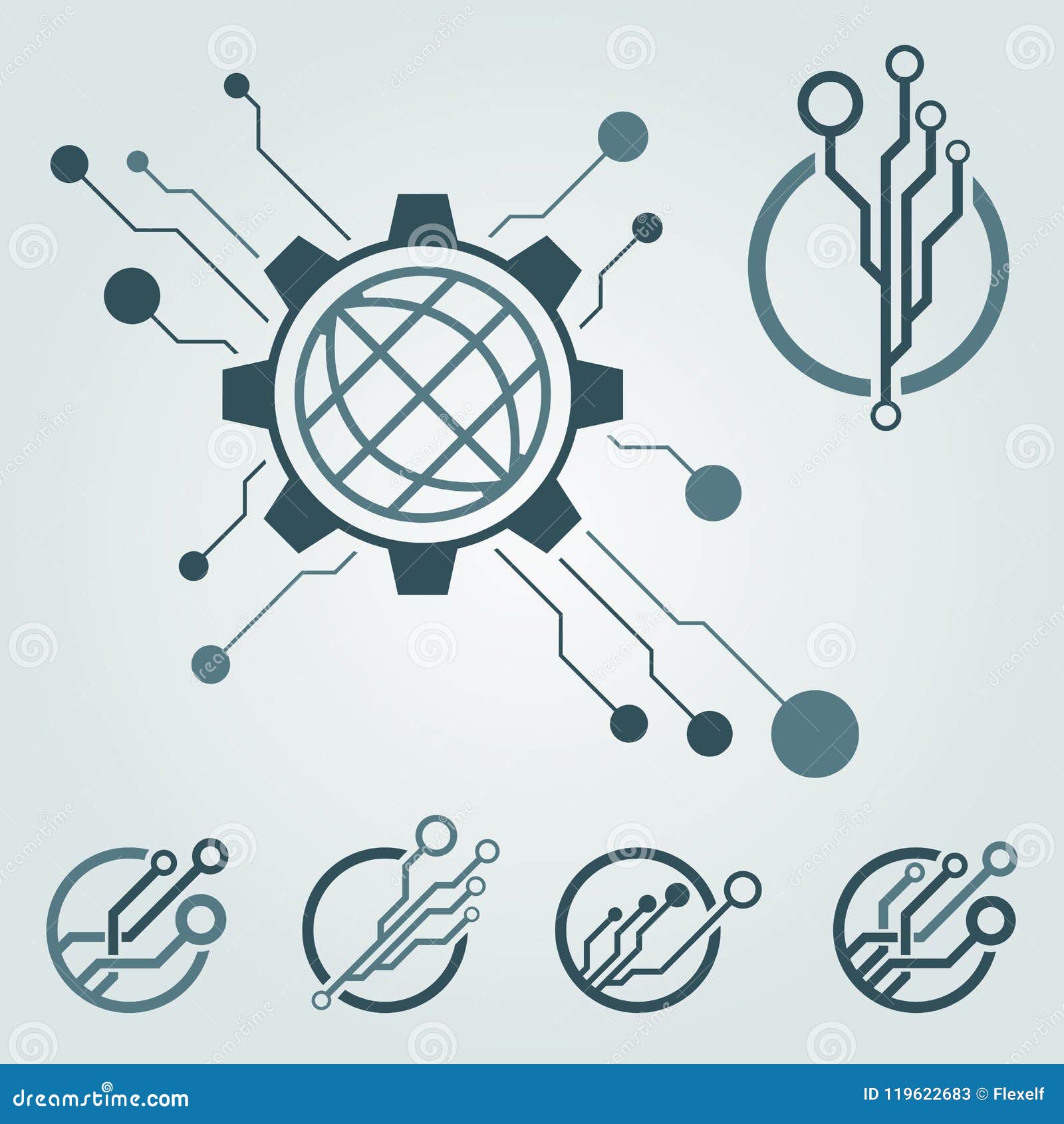 Set of Technology Logo Design. Global Communication Stock Vector ...