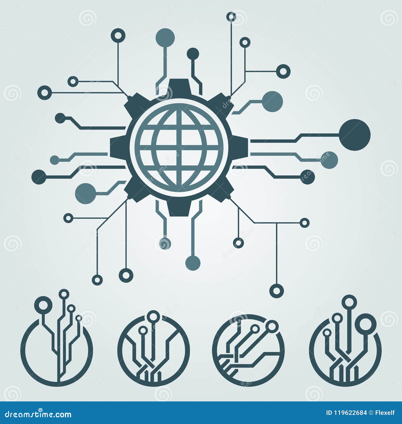 Set of Technology Logo Design. Global Communication Stock Vector ...