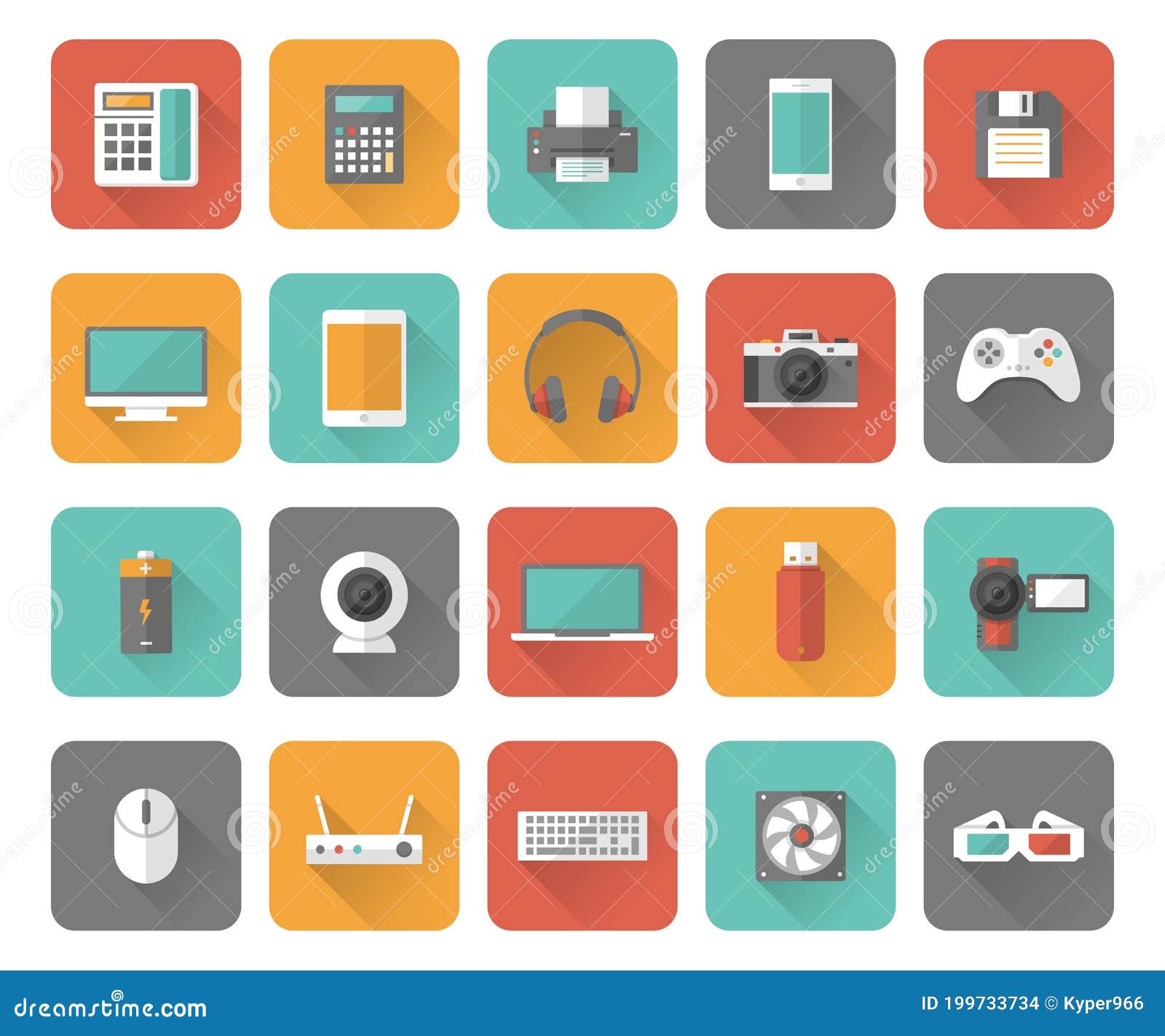 Set of Technology and Multimedia Devices Icons Stock Vector ...
