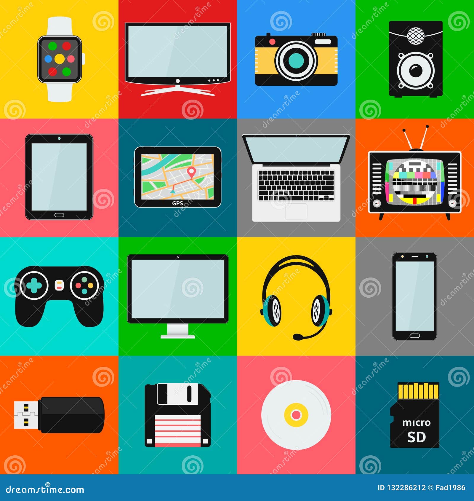 Set of Technology and Multimedia Devices Icons Stock Vector ... Set of Technology and Multimedia Devices Icons Stock Vector ...