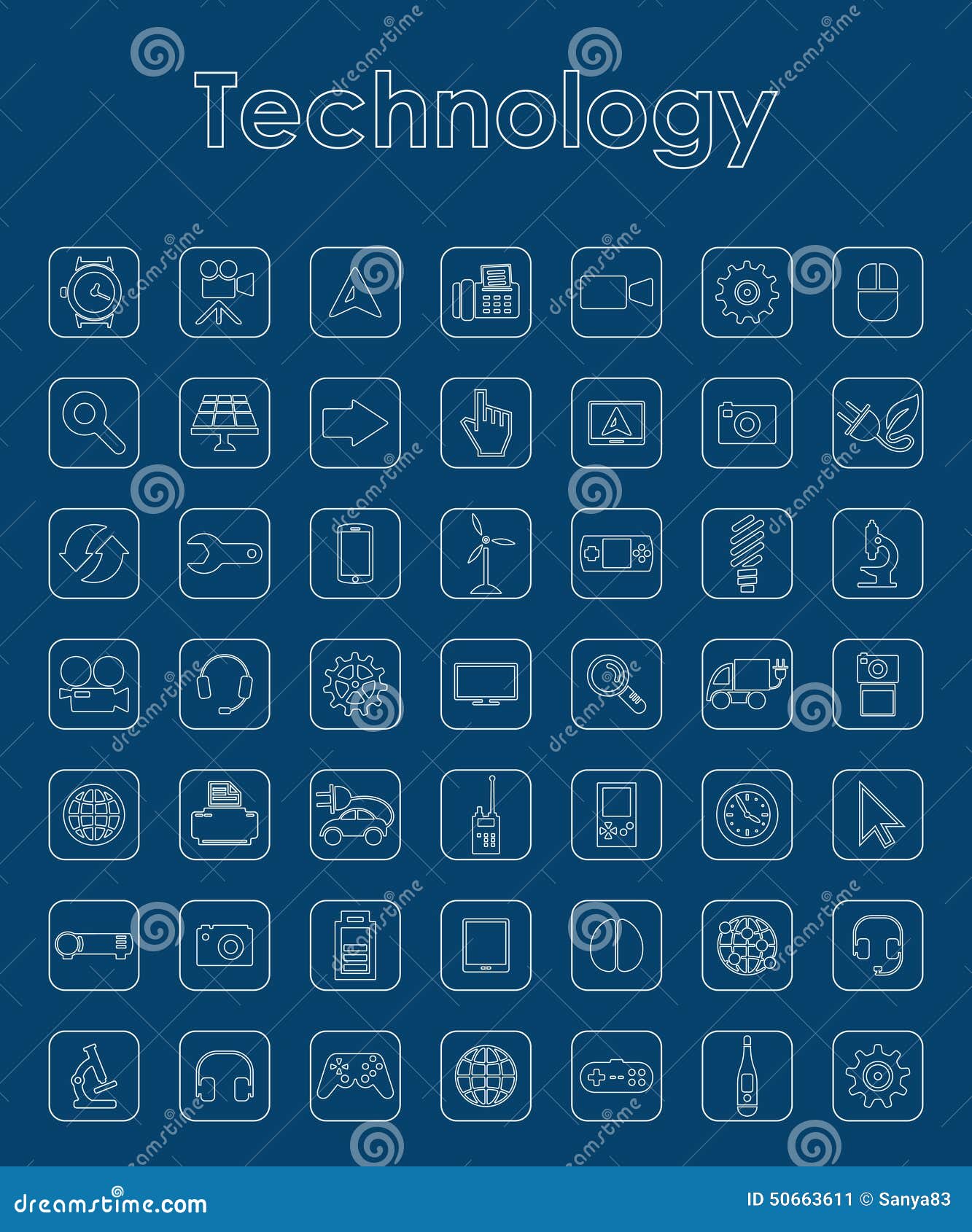 Set of Technology Simple Icons Stock Vector - Illustration of ...