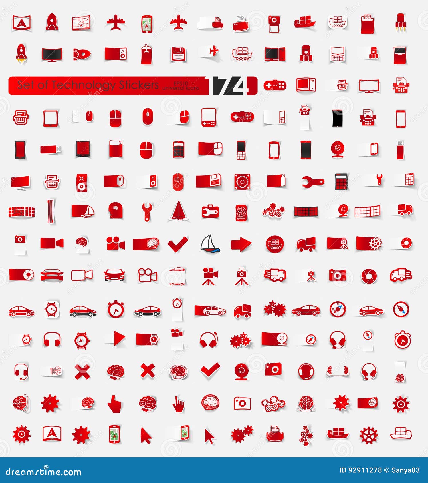 Set Of Technology Stickers Vector Illustration | CartoonDealer.com ...