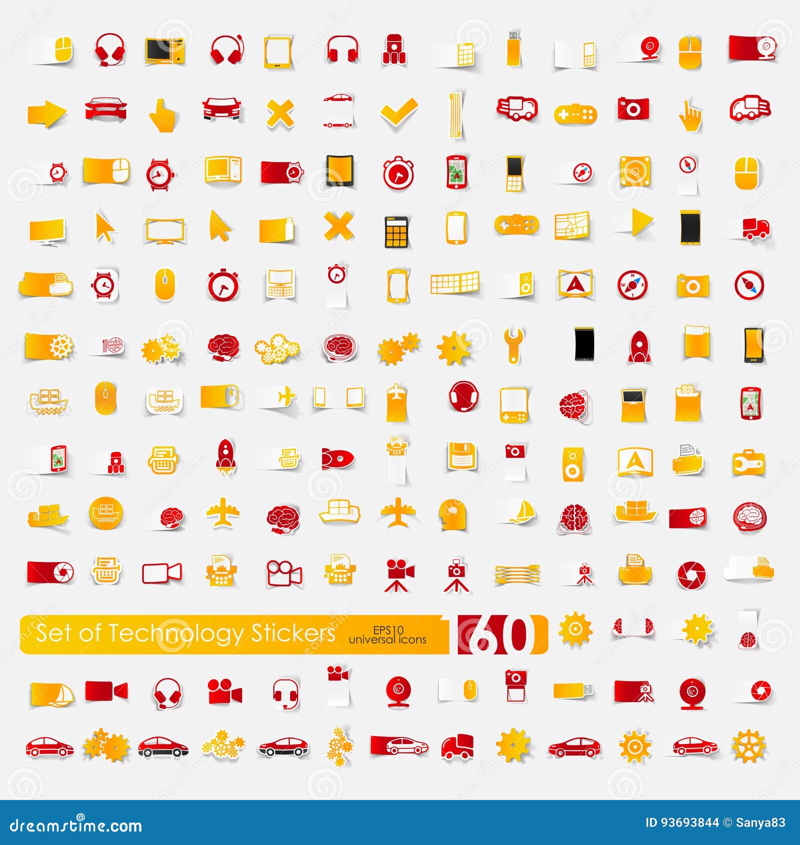 Set of technology stickers stock vector. Illustration of information ...