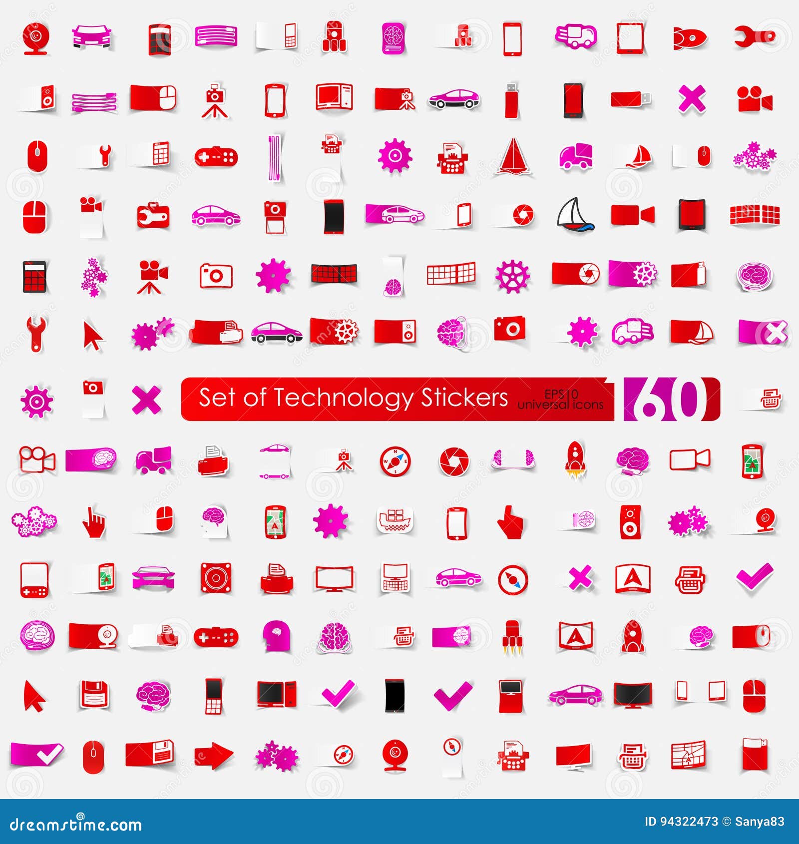 Set Of Technology Stickers Vector Illustration | CartoonDealer.com ...