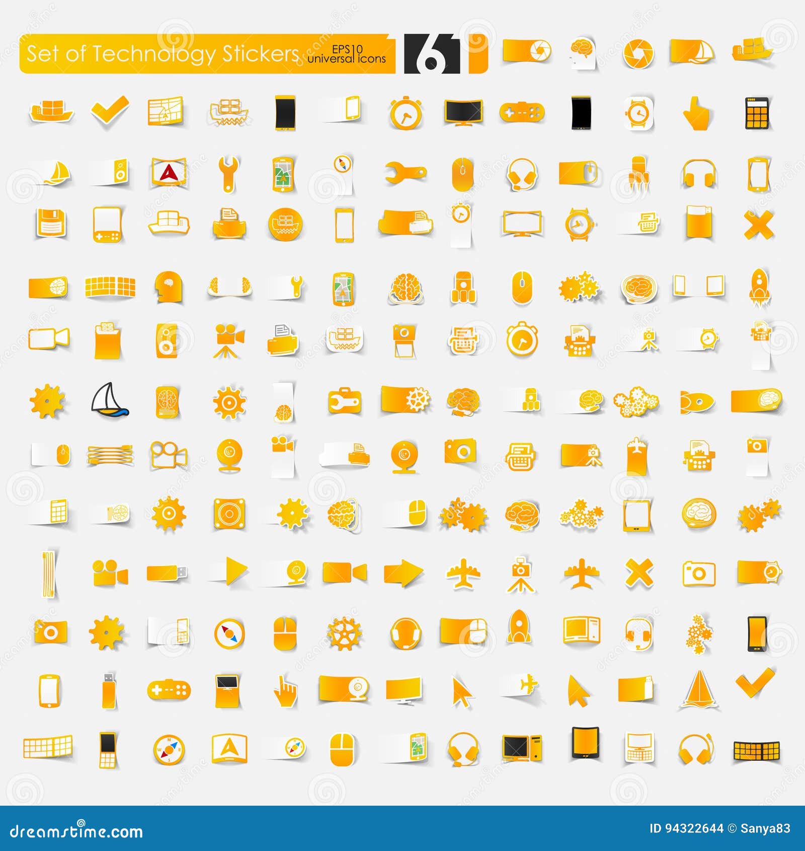 Set Of Technology Stickers Vector Illustration | CartoonDealer.com ...