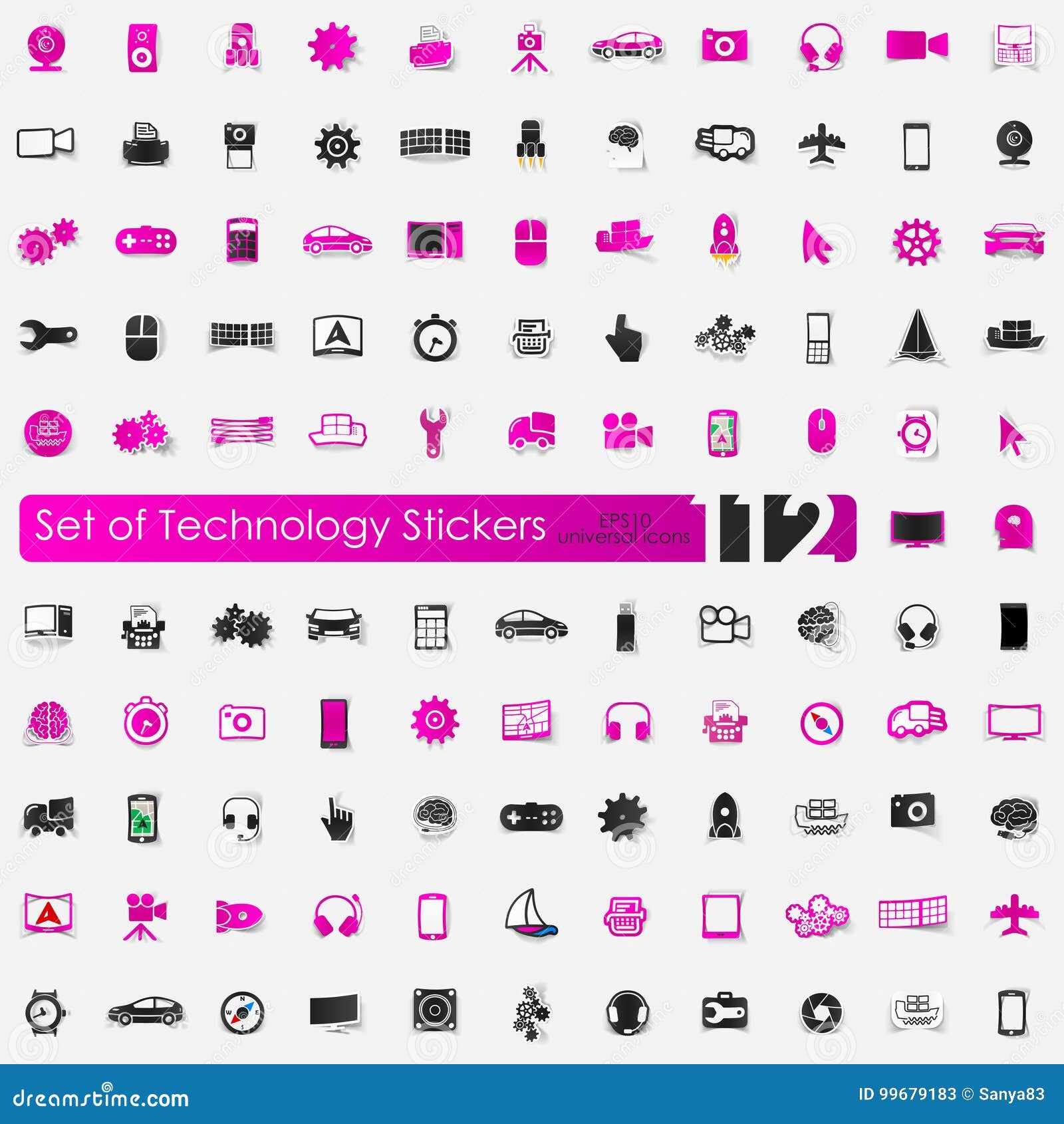Set Of Technology Stickers Vector Illustration | CartoonDealer.com ...
