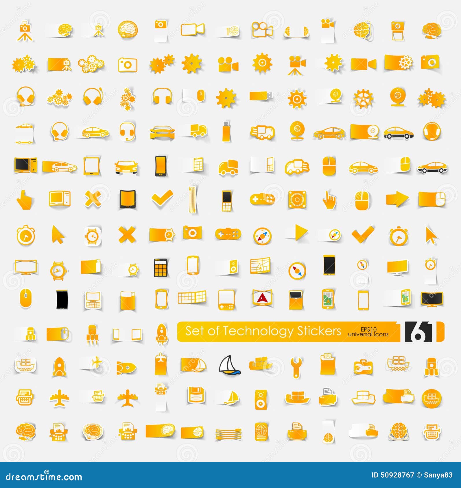 Set Of Technology Stickers Vector Illustration | CartoonDealer.com ...