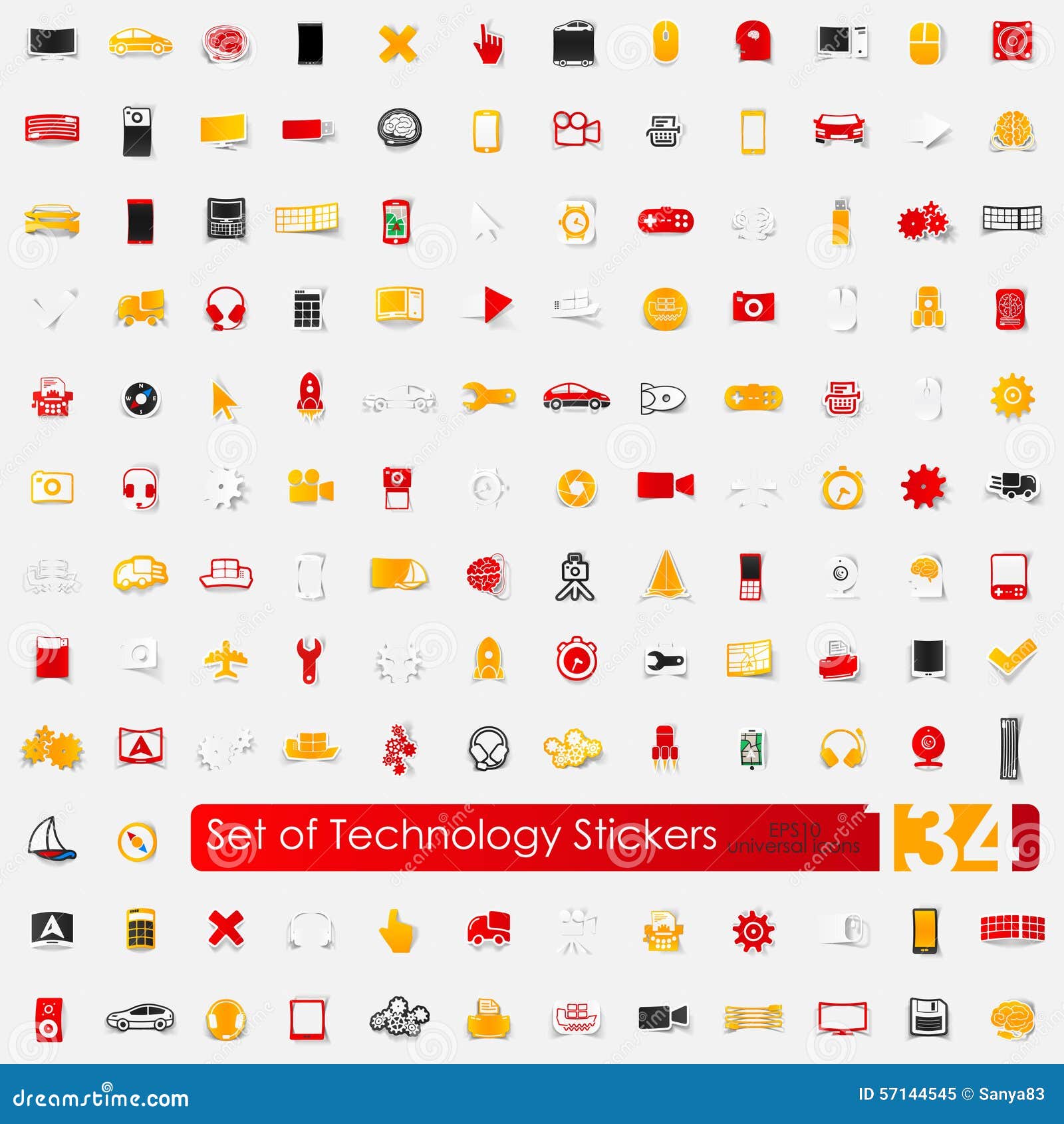 Set Of Technology Stickers Vector Illustration | CartoonDealer.com ...