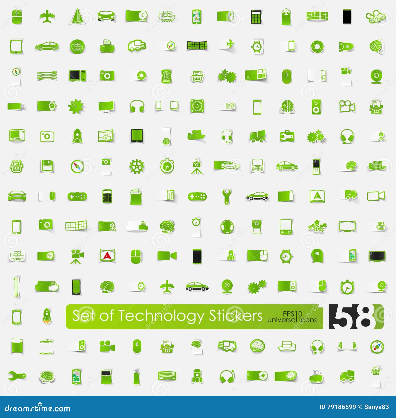 Set of technology stickers stock vector. Illustration of geometric ...