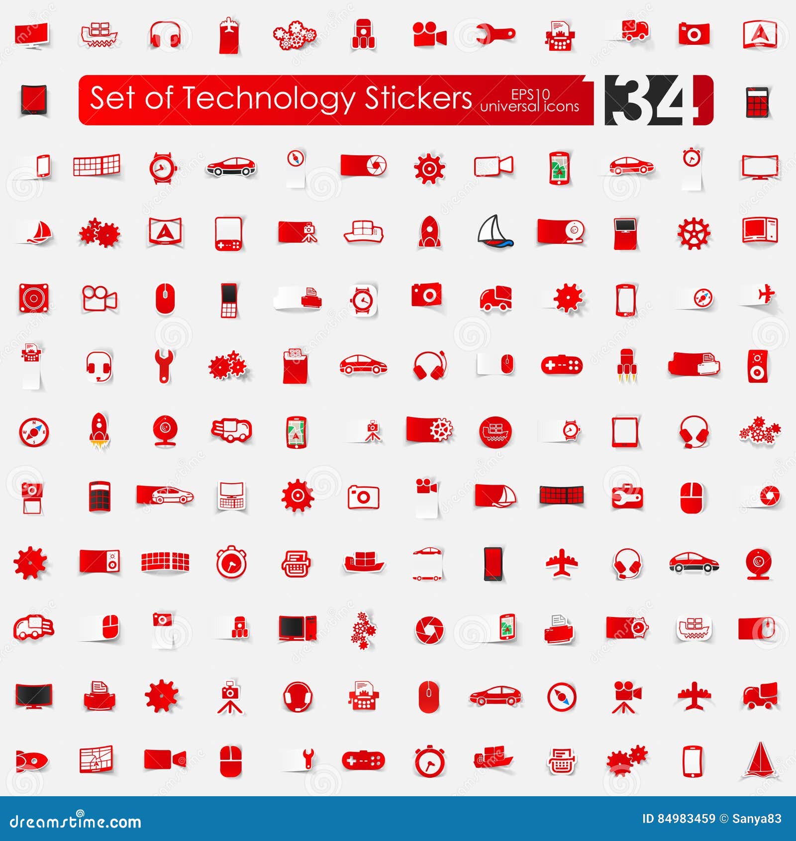 Set of technology stickers stock vector. Illustration of collection ...