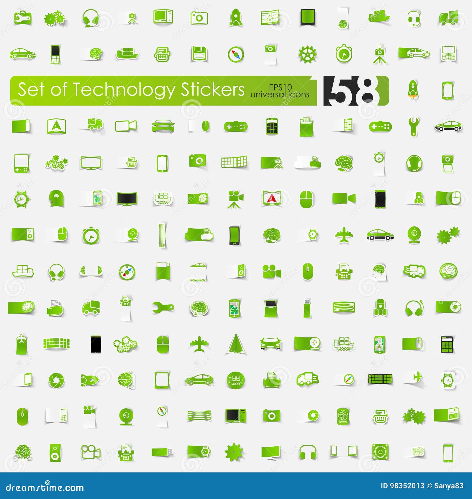 Set of technology stickers stock vector. Illustration of creative ...