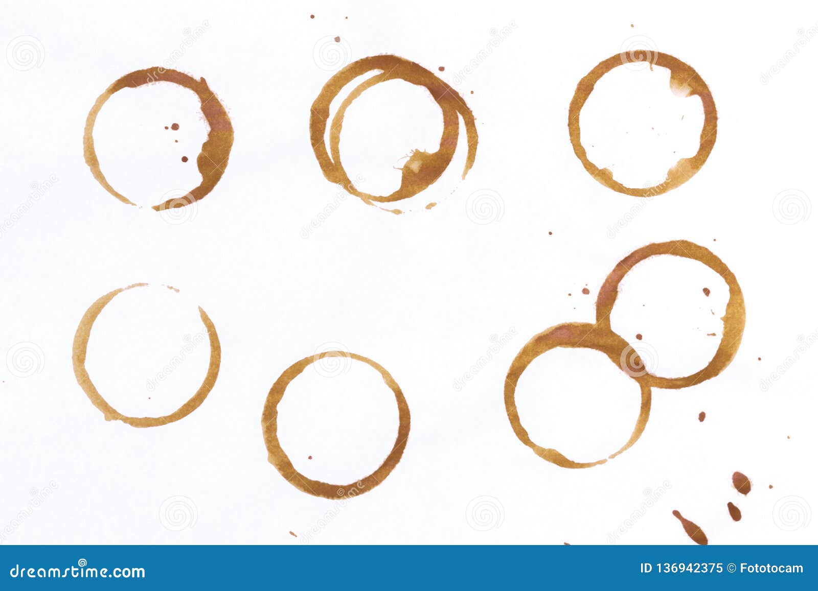 Set of Tee or Coffee Cup Rings Isolated on a White Background Stock ...