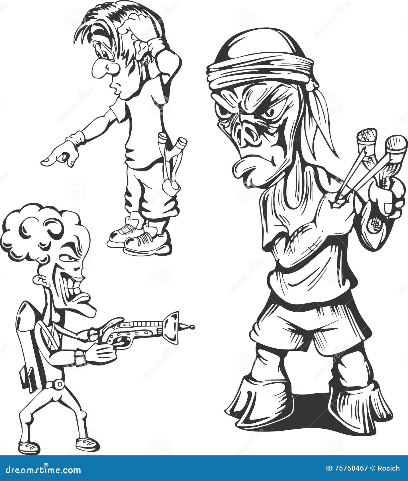 Set of teenage hooligans stock vector. Illustration of bully - 75750467