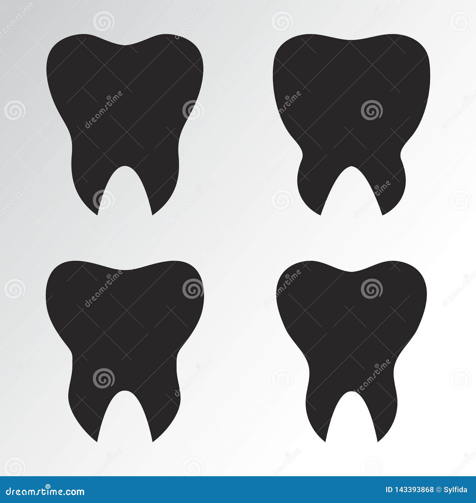 Set of Teeth. Black Icons. Vector Illustration Stock Illustration ...