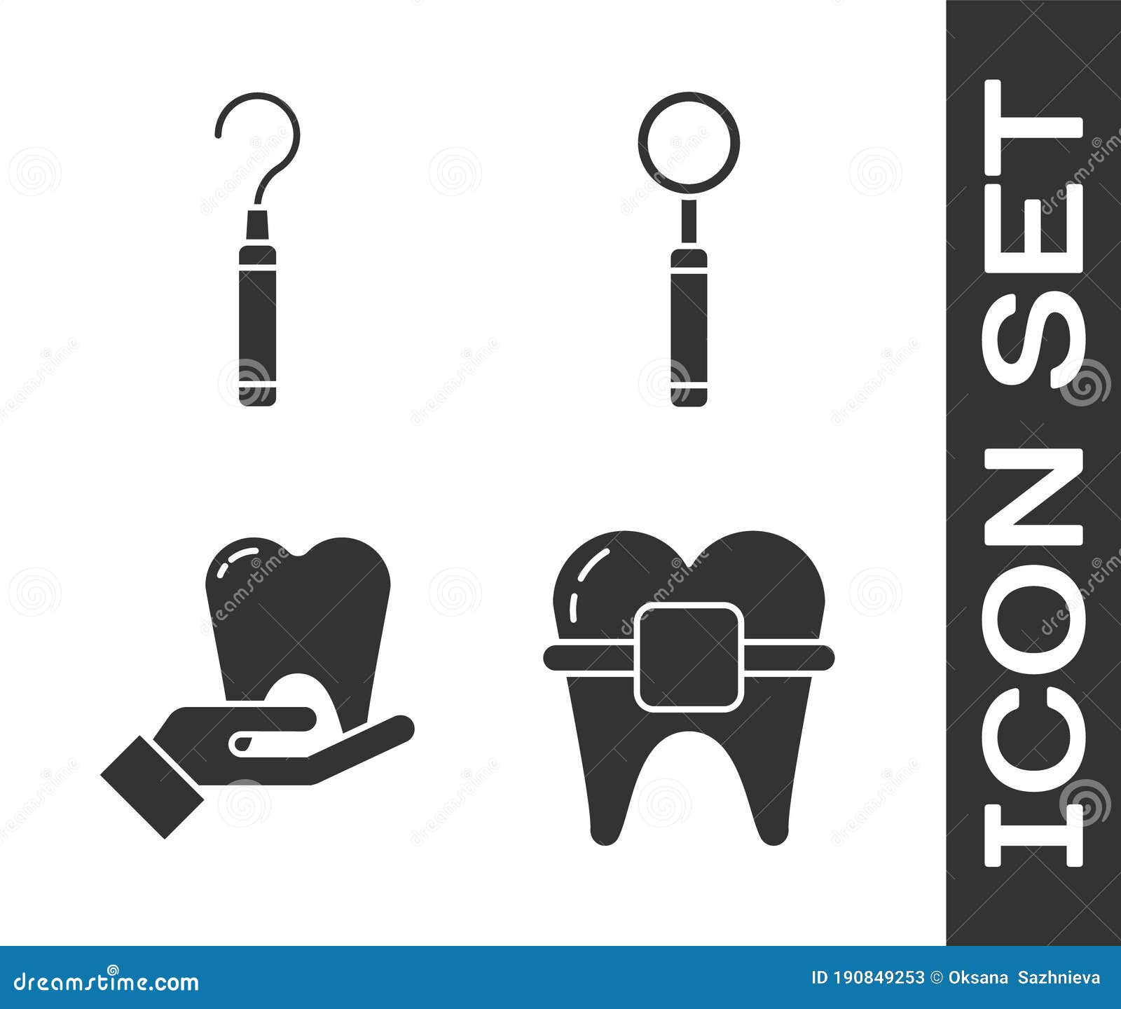 Set Teeth with Braces, Dental Explorer Scaler for Teeth, Tooth and ...