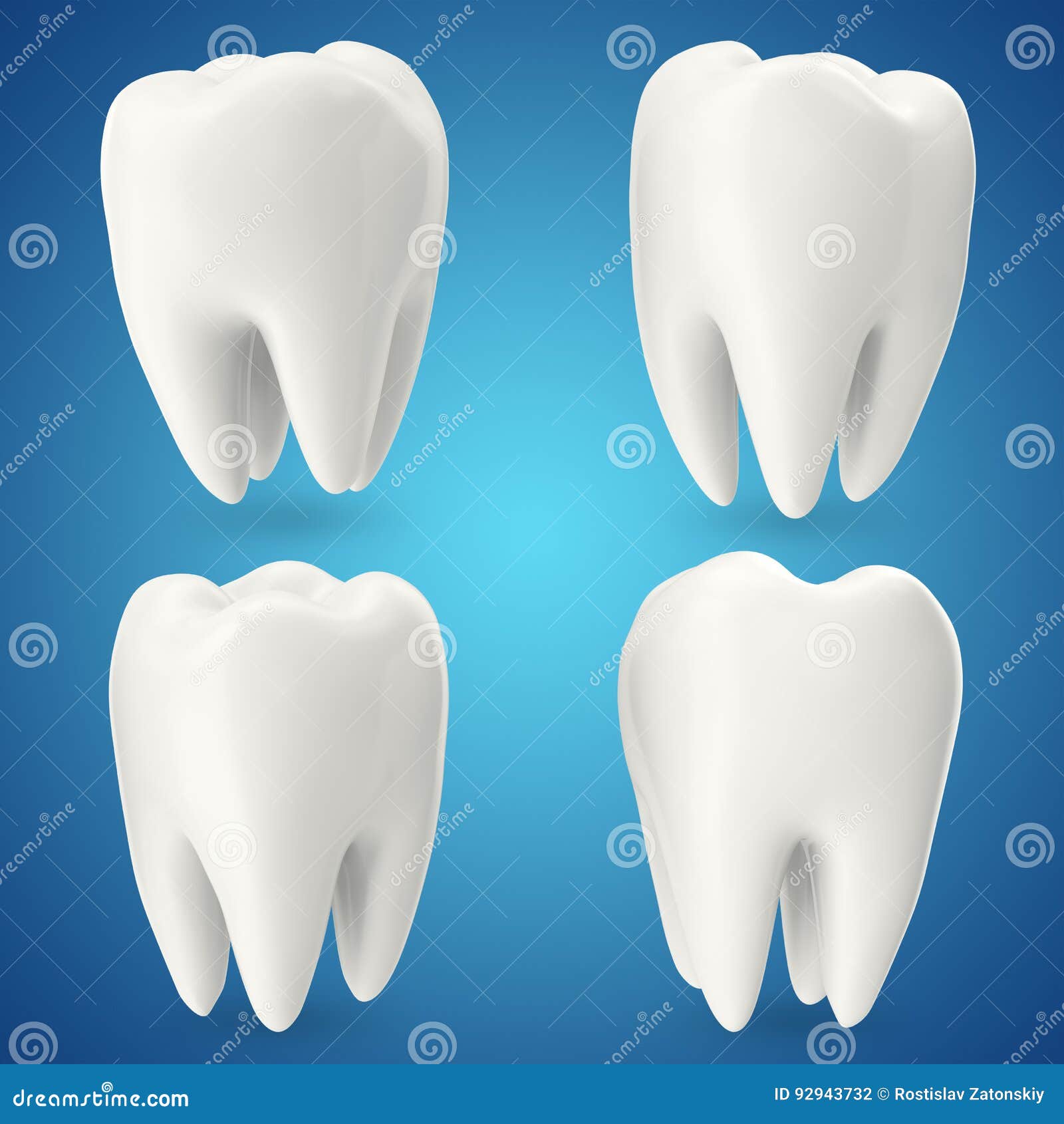 Set Teeth, Concept Dental Care Isolated on Blue Background, for Your ...