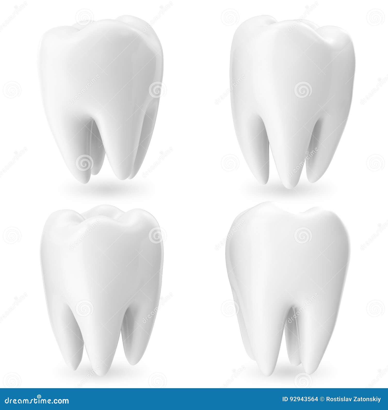 Set Teeth, 3d Concept Dental Care Isolated on White with Shadow, for ...