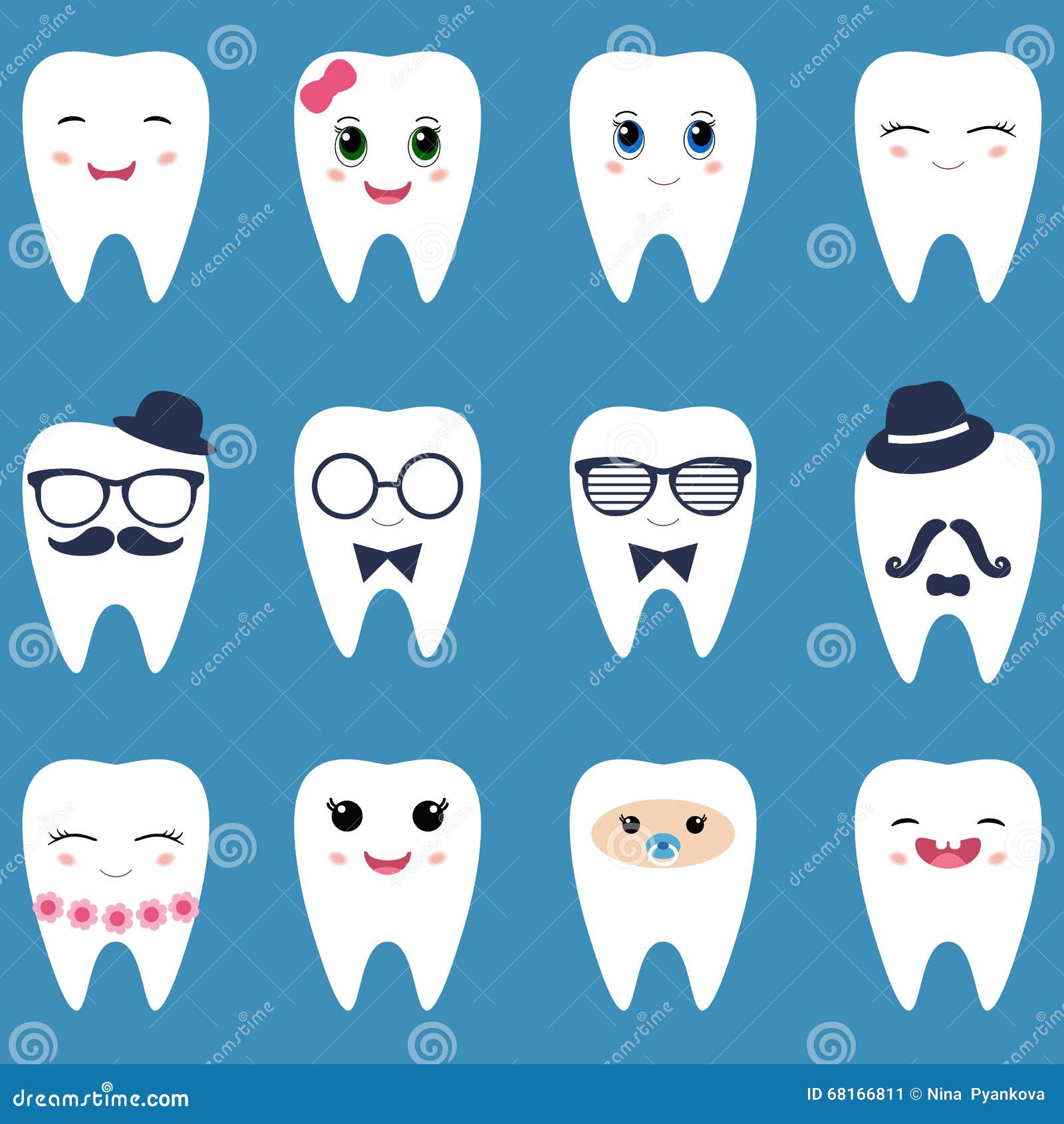 Set of teeth stock vector. Illustration of enamel, comic - 68166811