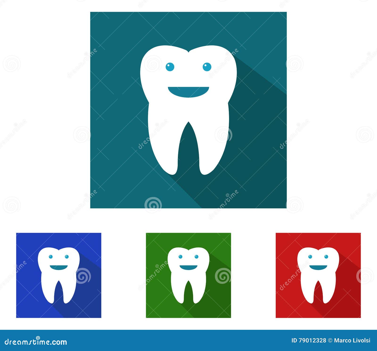 Set of Teeth Illustrated Icons Stock Illustration - Illustration of ...