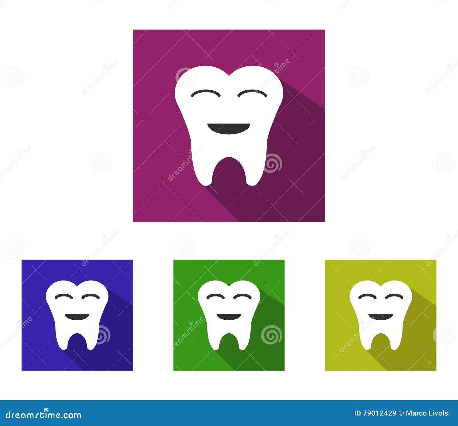 Set of Teeth Illustrated Icons Stock Illustration - Illustration of ...