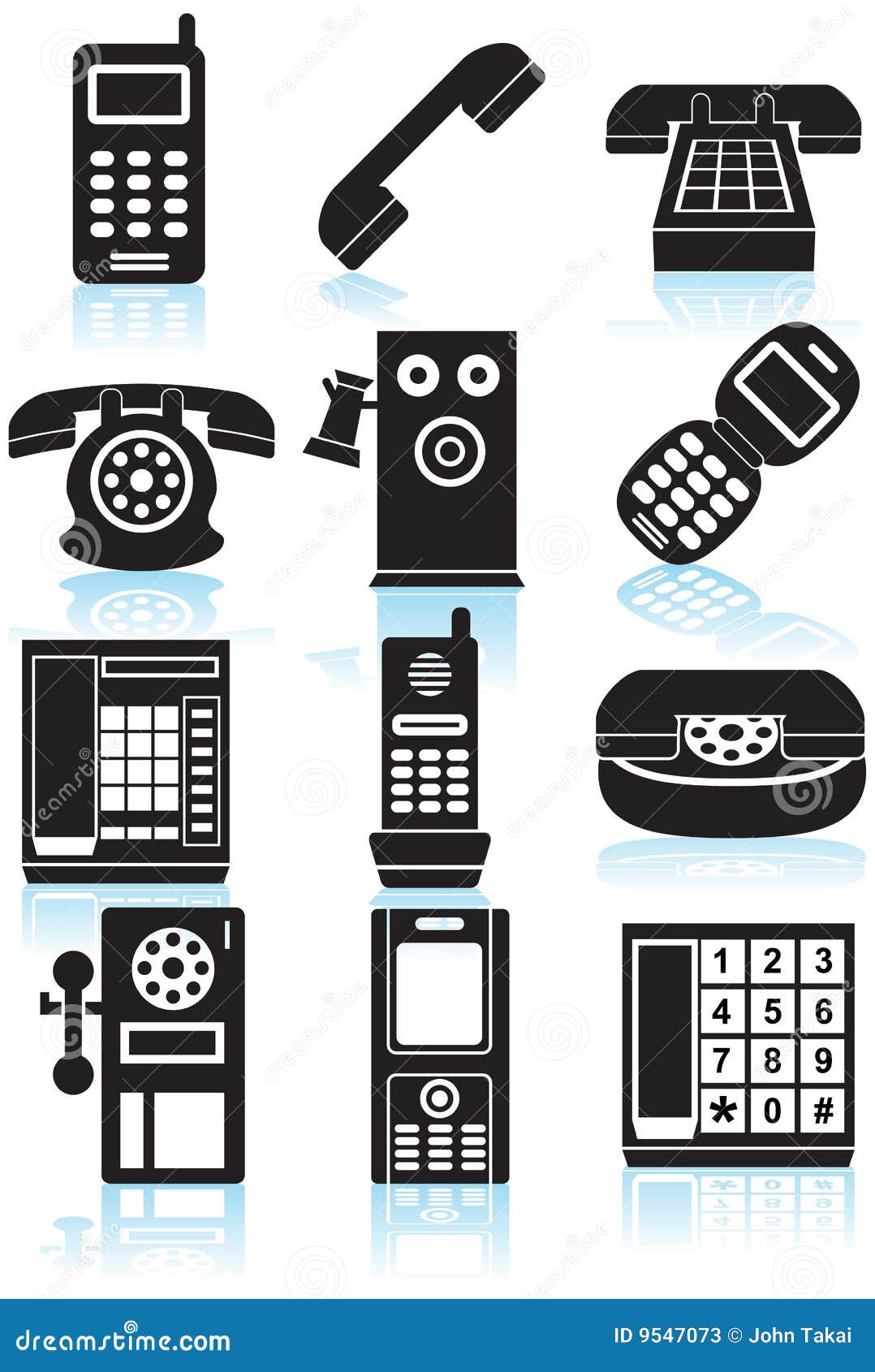 Set Telefon-Ikonen - Schwarzweiss Vektor Abbildung - Illustration von ...