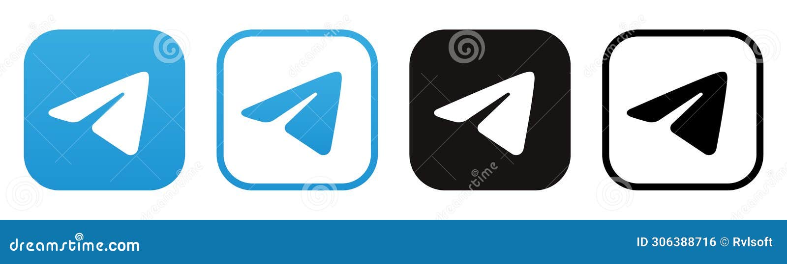 Set of Telegram Mobile App Icons, Isolated on White Background, Vector ...