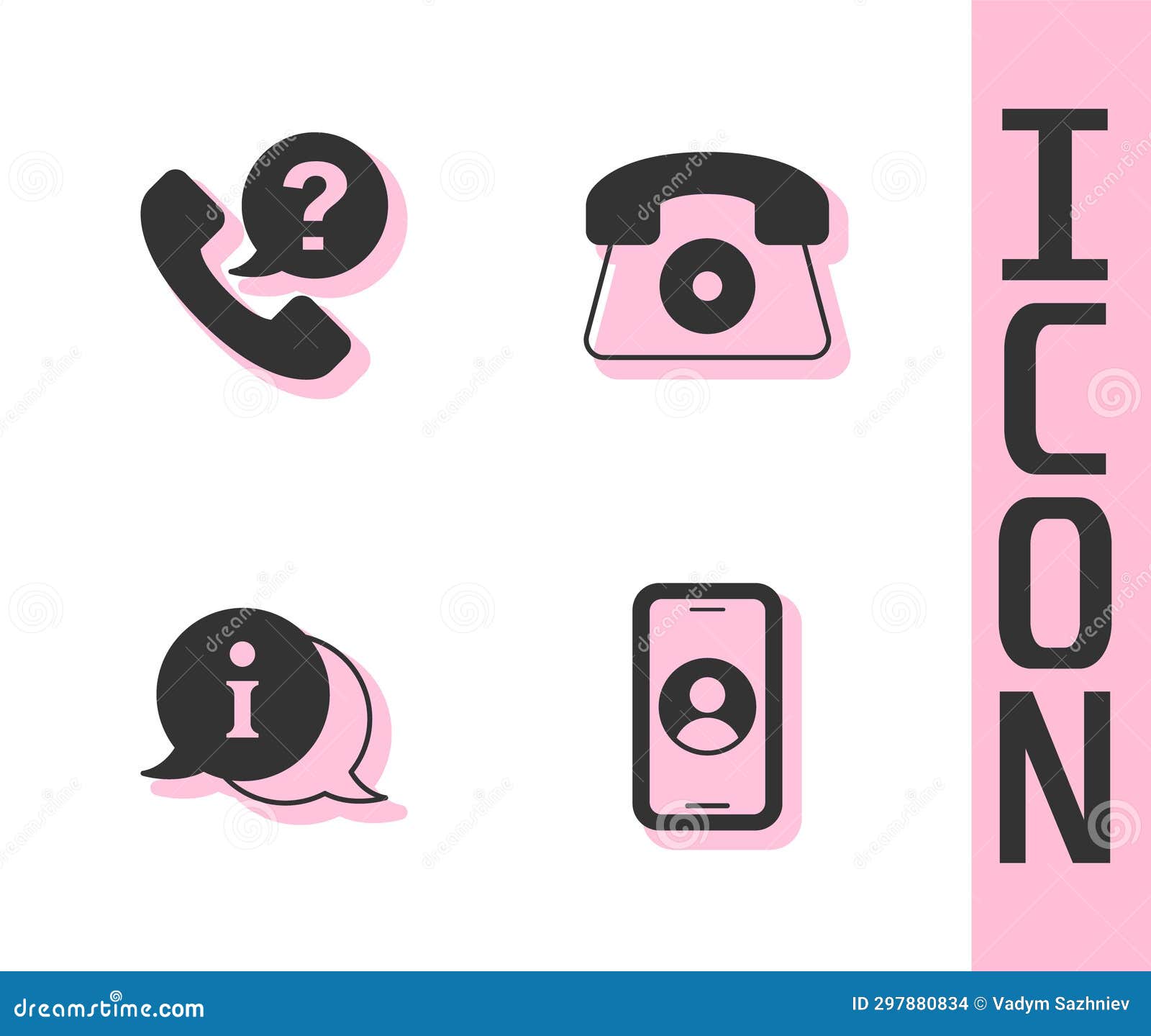 Set Telephone 24 Hours Support, , Information and Icon. Vector Stock ...