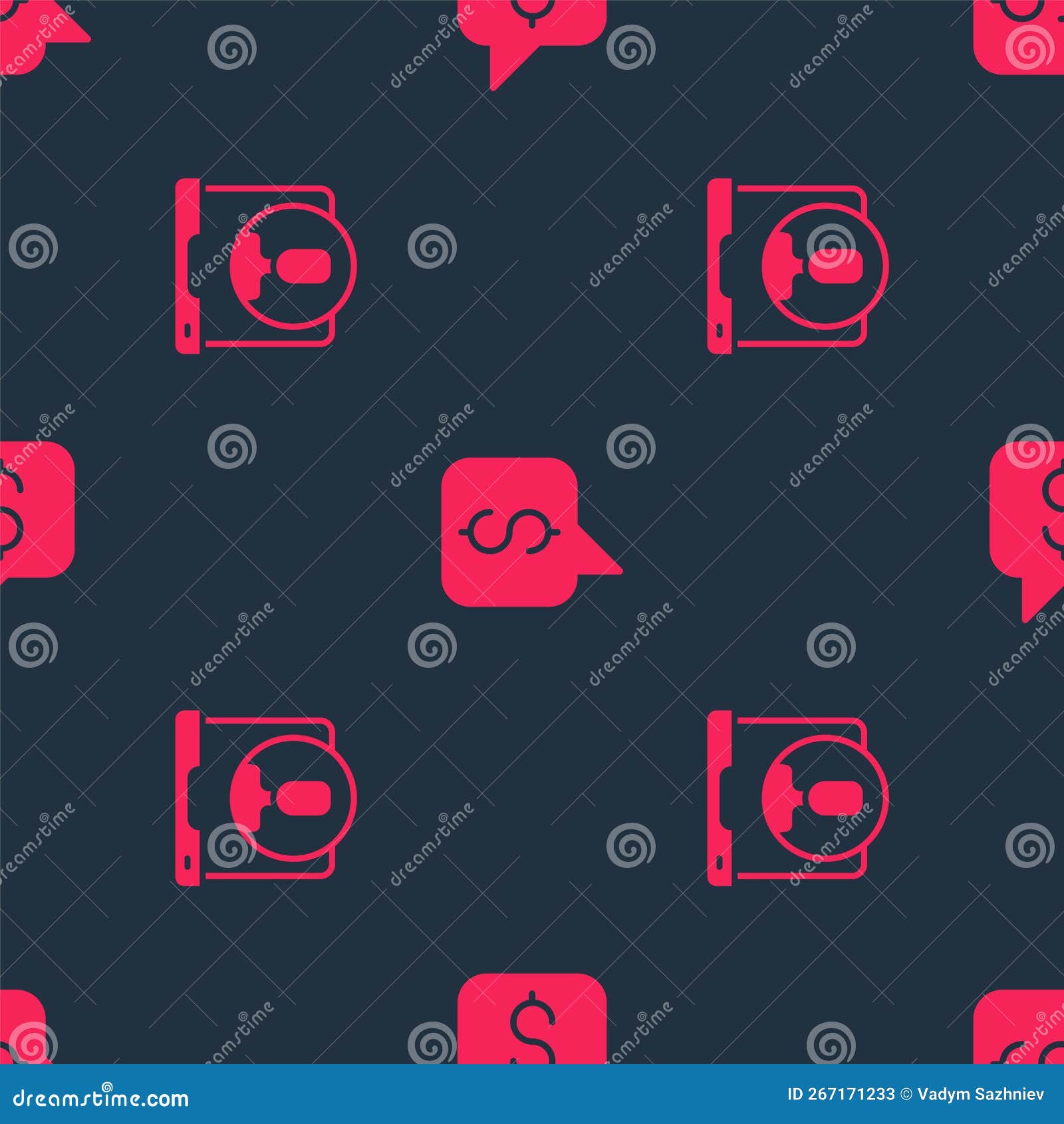 Set Telephone 24 Hours Support and Paid on Seamless Pattern. Vector ...