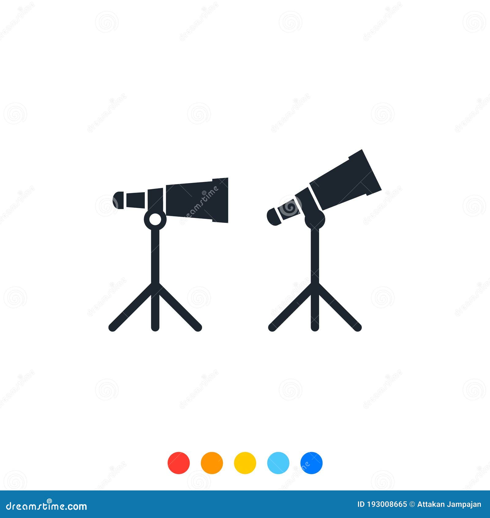 Telescope Icons. Astronomy Space View Tool. Mobile Glass Lens For ...