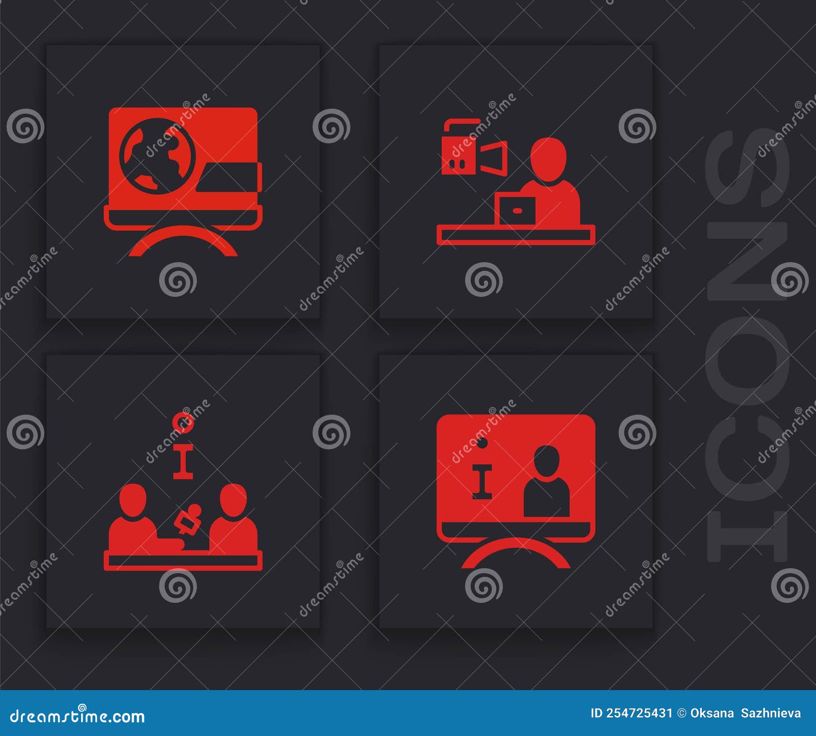 Set Television Report, Breaking News, and Interview Icon. Vector Stock ...