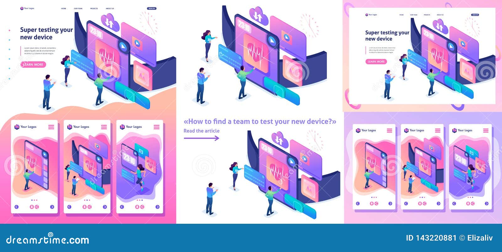 Isometric Team is Testing a New Device Stock Vector - Illustration of ...