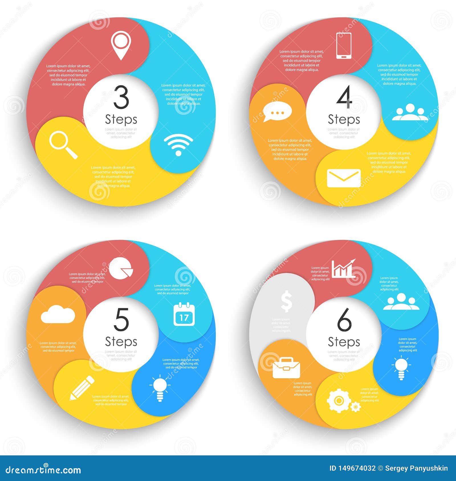 Set Template for Circle Diagram, Web Design and Round Infographic ...
