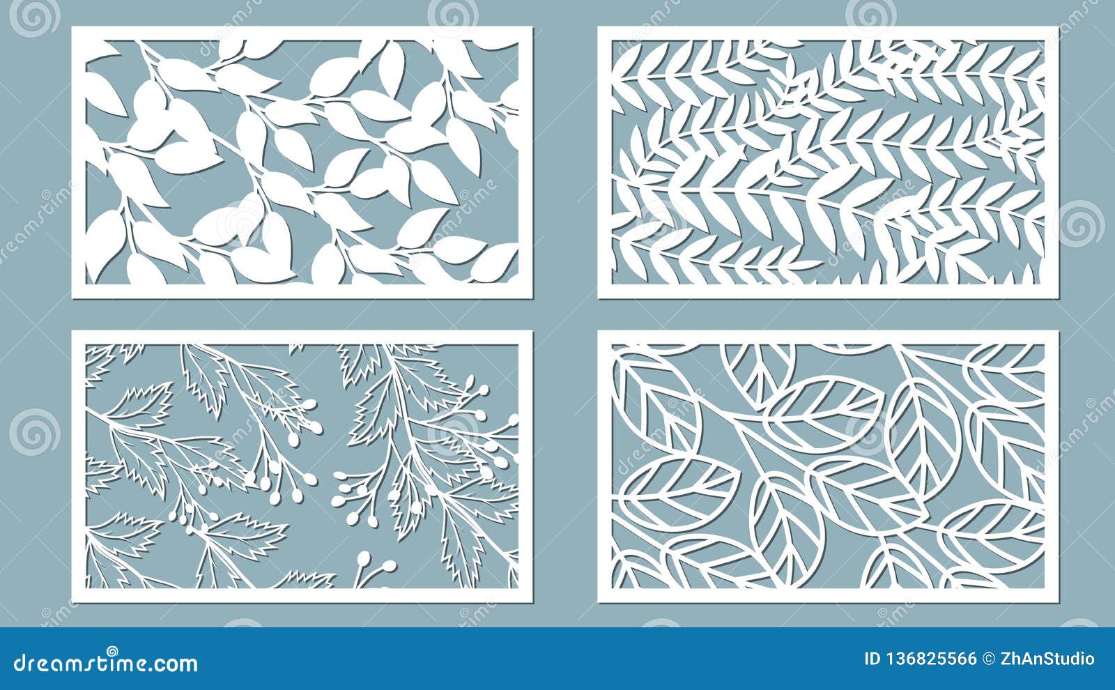 Set Template for Cutting. Palm Leaves Pattern. Laser Cut. Vector ...