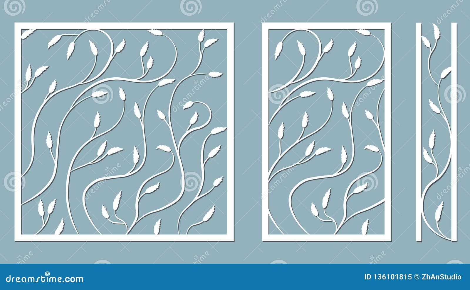 Set Template For Cutting. Pattern Leaves, Branches, Vine. Vector ...
