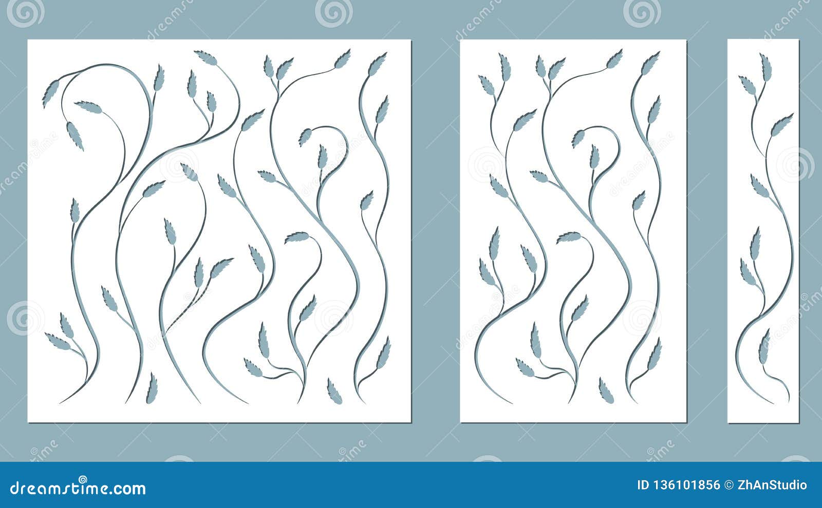 Set Template For Cutting. Pattern Leaves, Branches, Vine. Vector ...