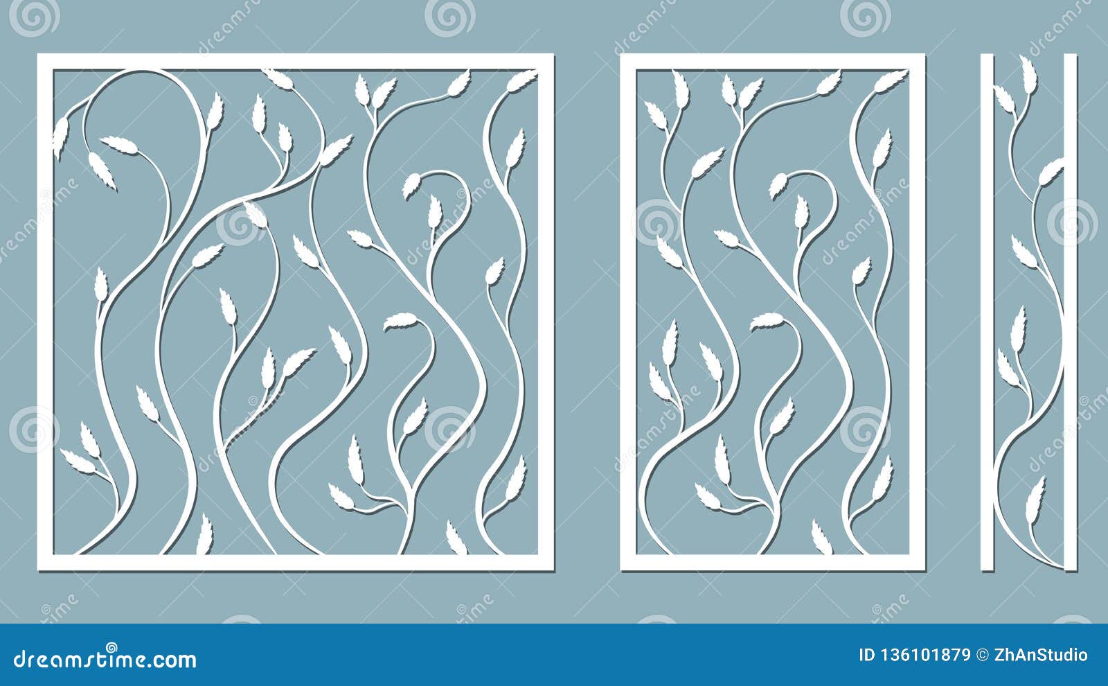 Set Template For Cutting. Pattern Leaves, Branches, Vine. Vector ...