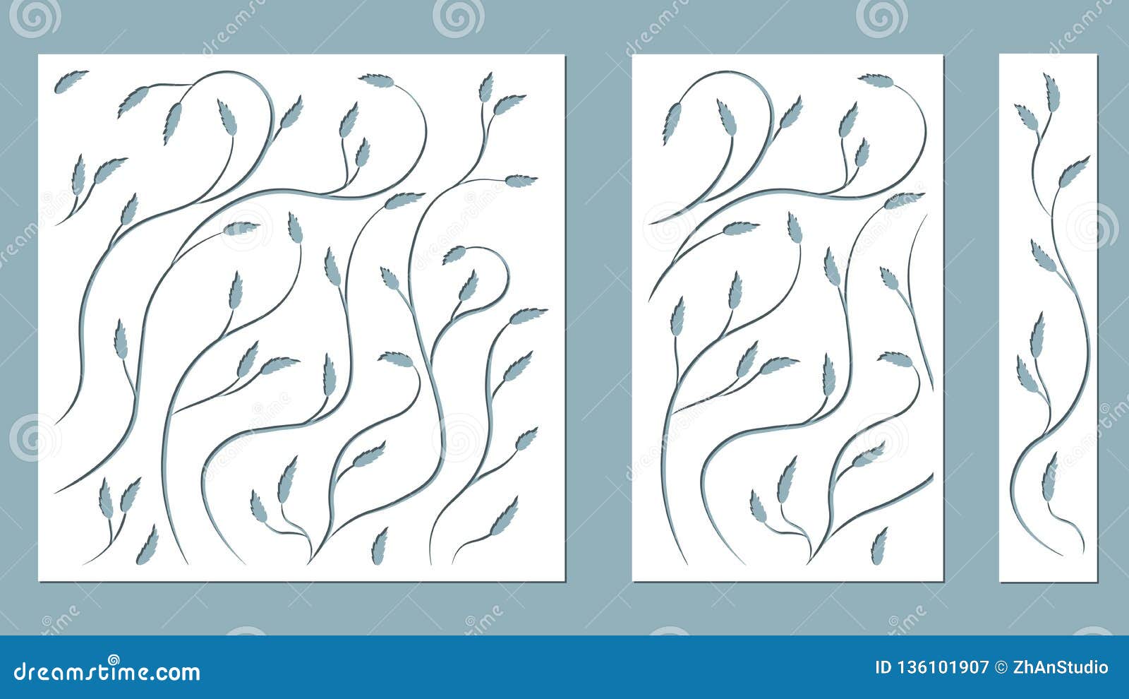 Set Template For Cutting. Pattern Leaves, Branches, Vine. Vector ...