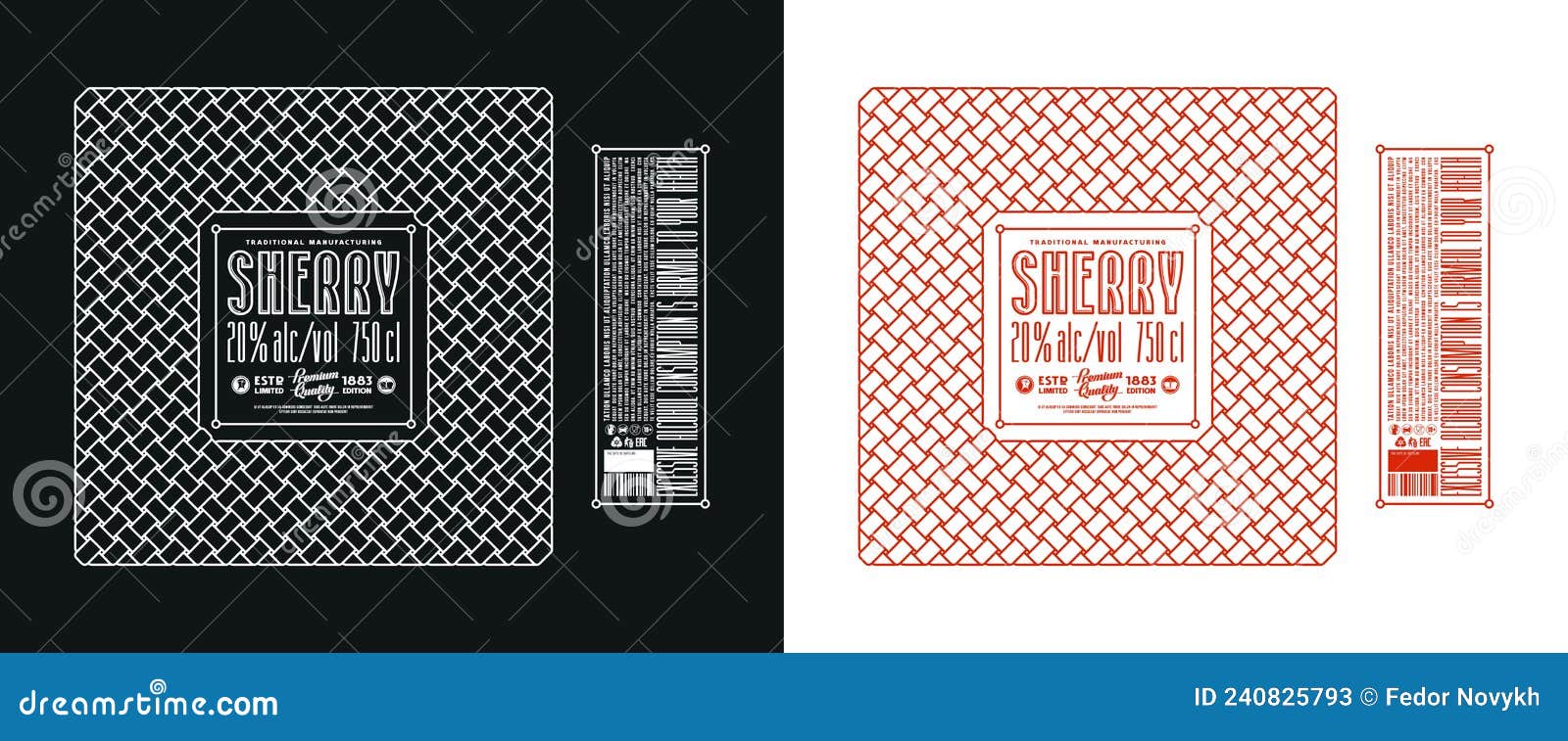 Set of Template Decorative Label for Sherry Wine Stock Vector ...