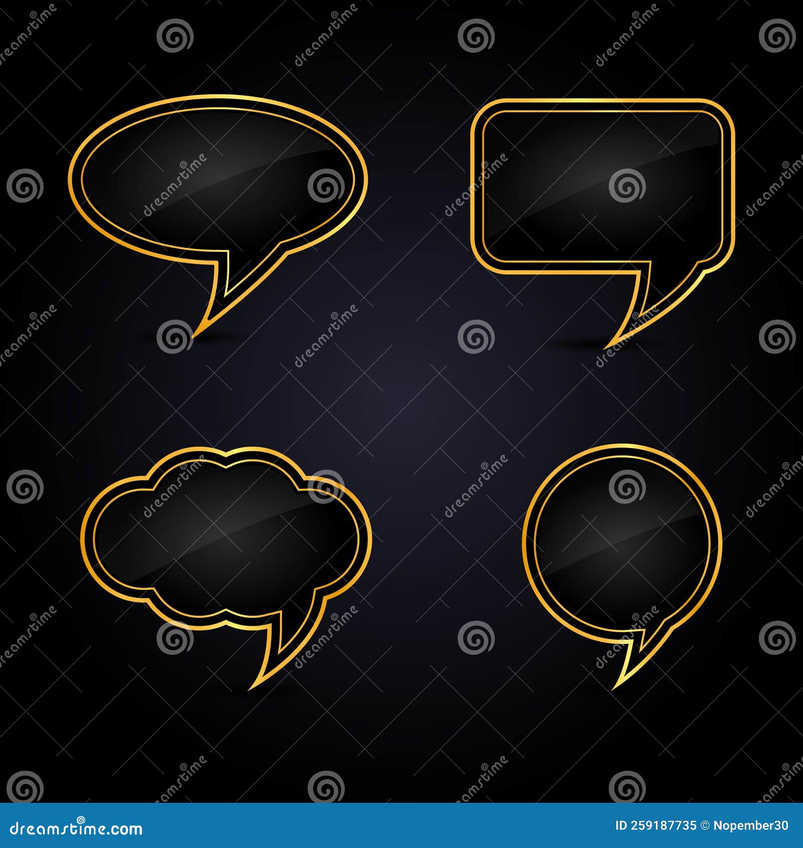 Empty gold speech bubbles stock vector. Illustration of graphic - 259187735