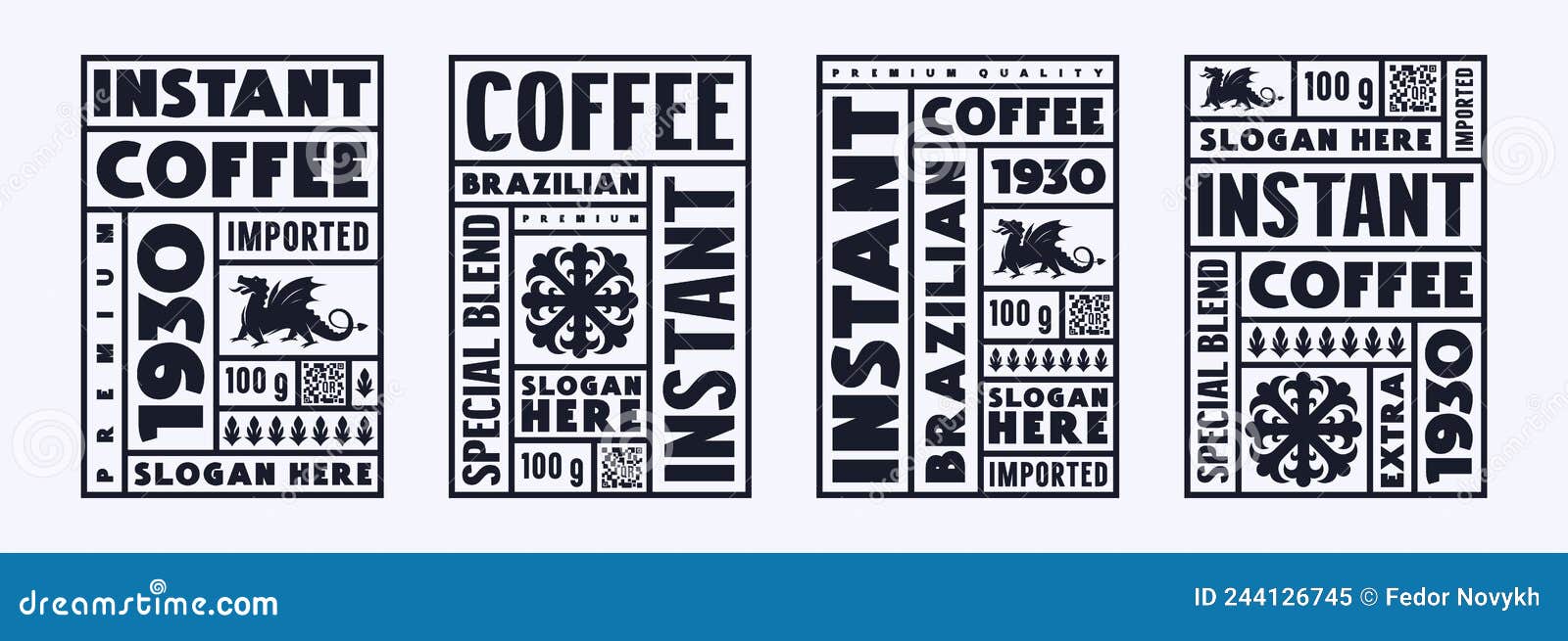 Set of Template Label for Instant Coffee Stock Vector - Illustration of ...
