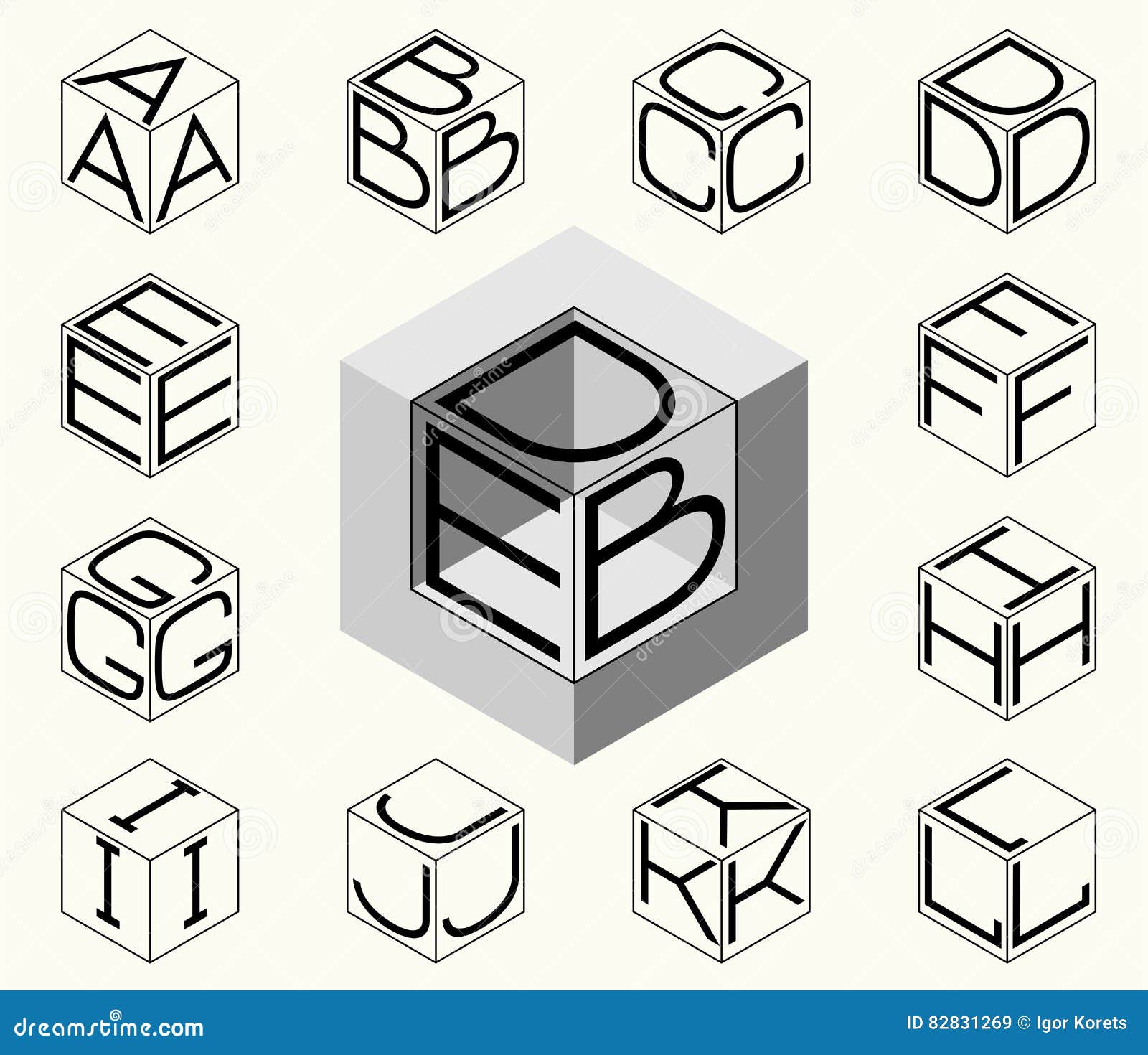 Set 1 Template of the Letters Inscribed in the Three Sides the Cube ...