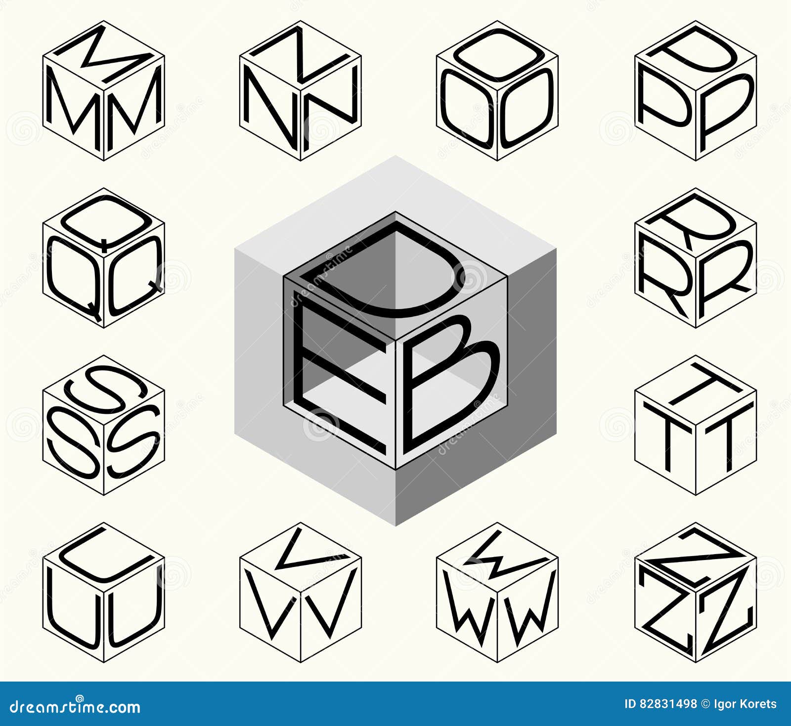 Set 2 Template of the Letters Inscribed in the Three Sides the Cube ...