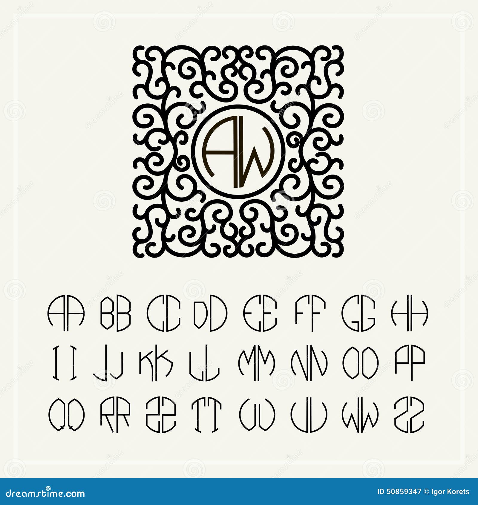 Template Letters To Create Monogram Cartoon Vector | CartoonDealer.com ...