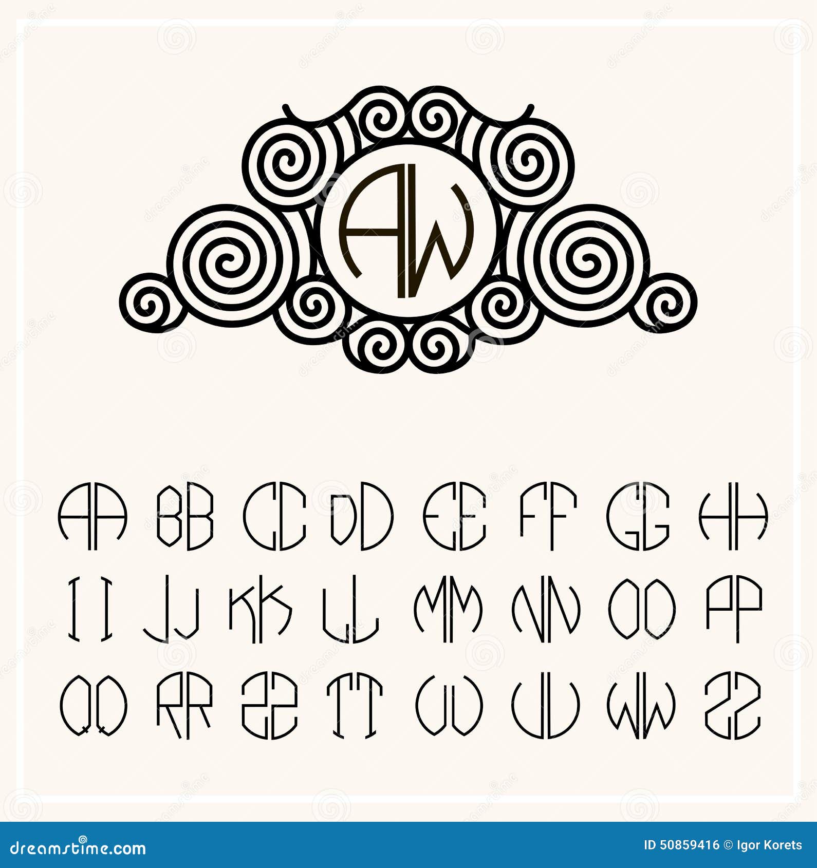 Set Template Letters To Create Monograms Stock Vector - Illustration of ...