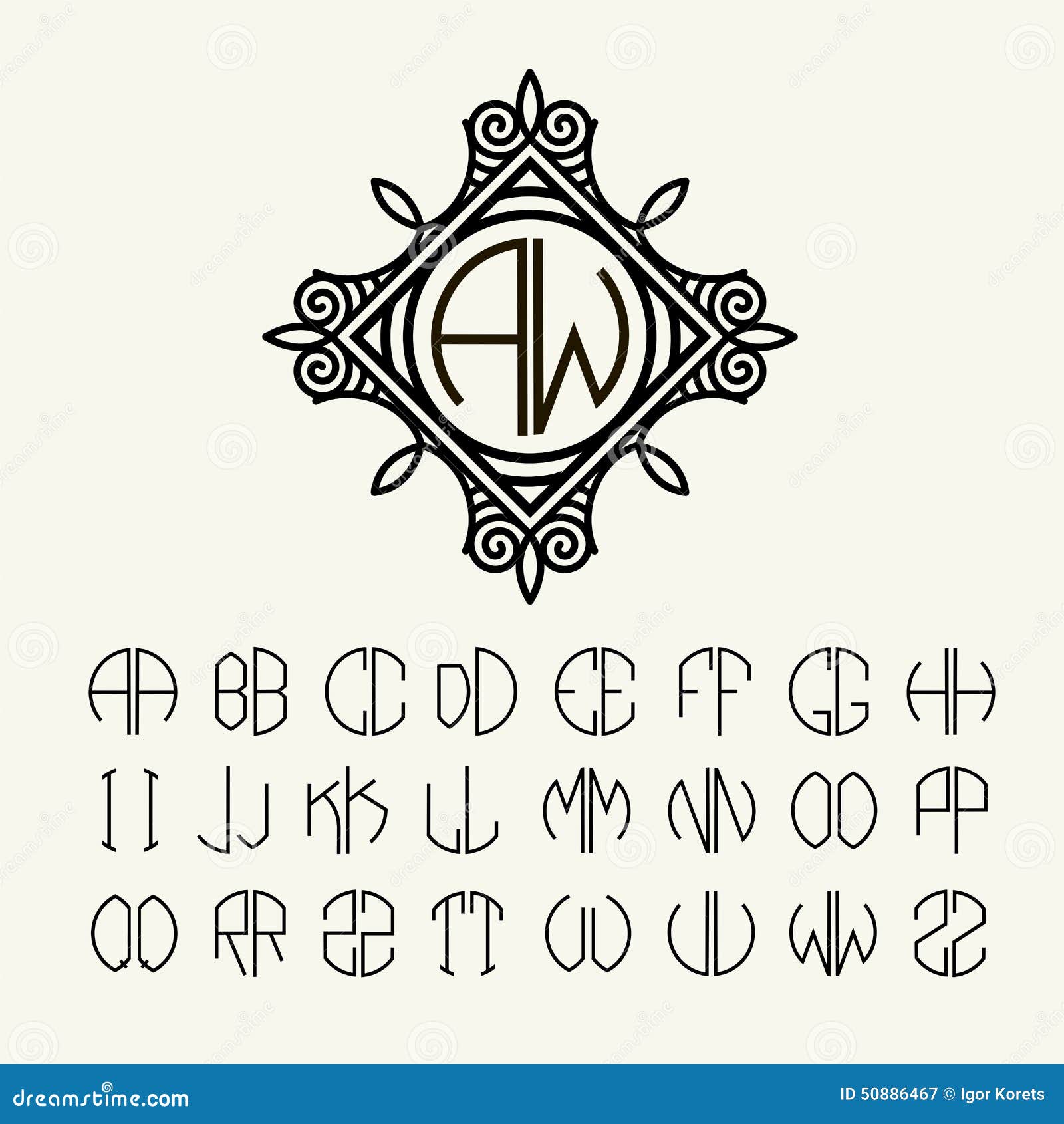 Set Template Letters To Create Monograms Stock Vector - Illustration of ...