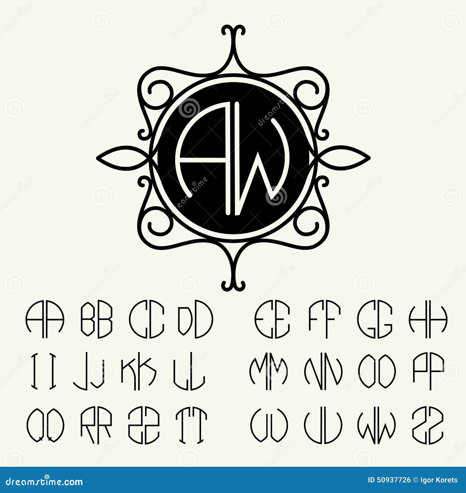Set Template Letters To Create Monograms Stock Vector - Illustration of ...