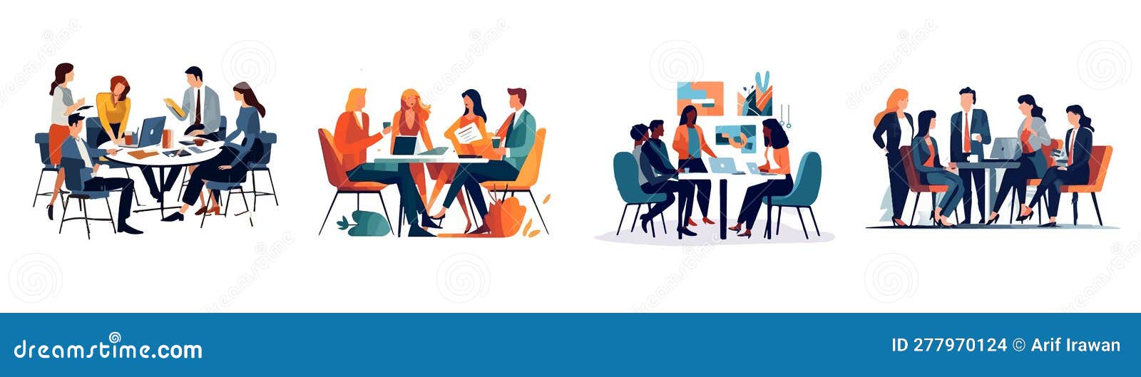 Set Template Meeting Office Scene Vector Illustration Stock ...