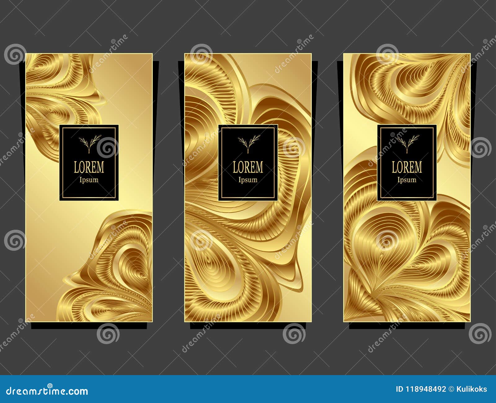 Set Template for Package from Luxury Background Made by Foil in Black ...