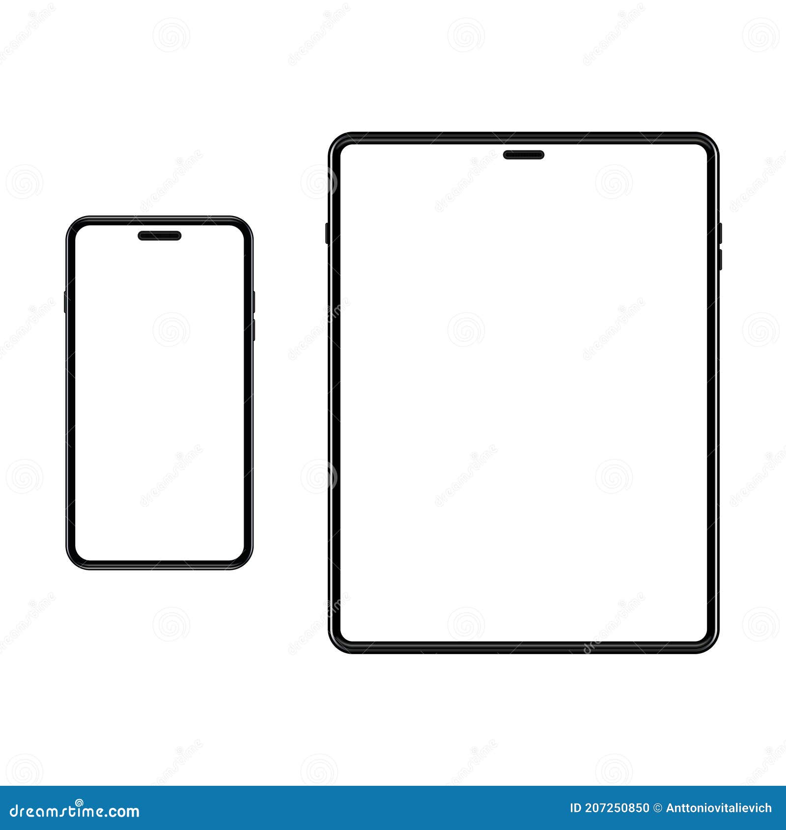 Set of Template Smartphone and Tablet. White Screen on Portable Device ...