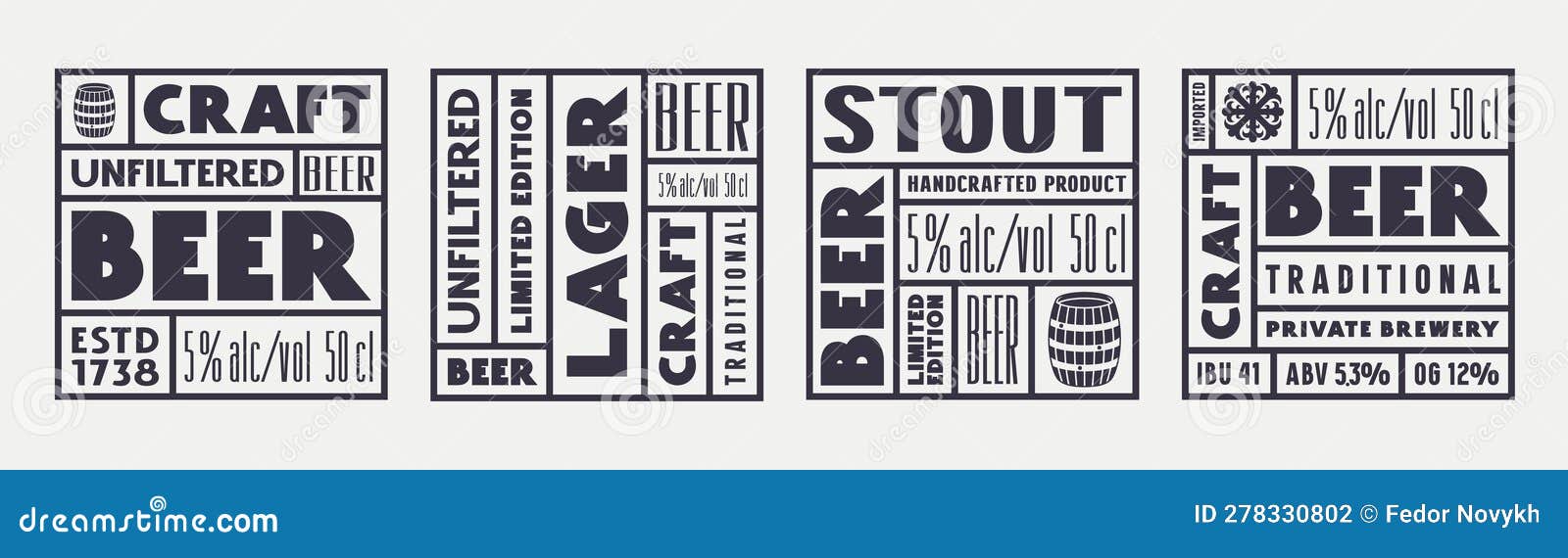 Set of Template Square Label for Craft Beer Stock Vector - Illustration ...